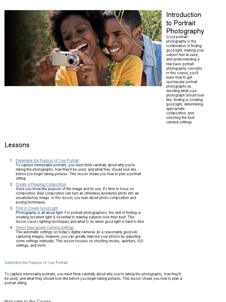 Introduction To Portrait Photography (28p) | PDF | Portrait Photography ...