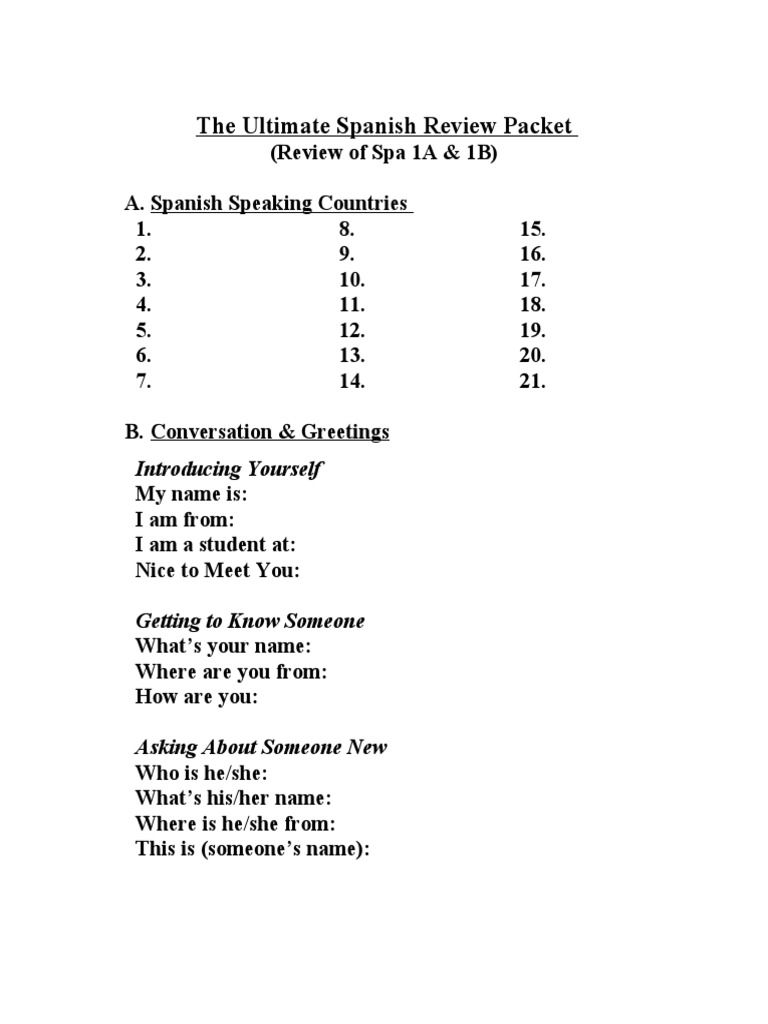 The Ultimate Spanish Review Packet | PDF | Linguistic Typology ...