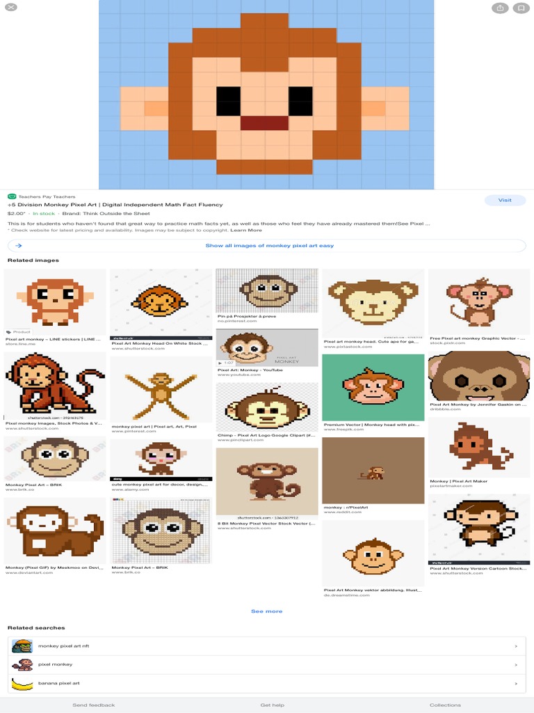 Monkey Pixel Art Easy - Google Search | PDF | Pixel | Computing