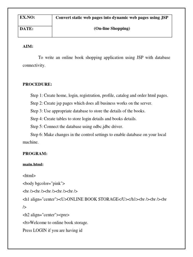 Convert Static Web Pages Into Dynamic Web Pages Using JSP | PDF ...
