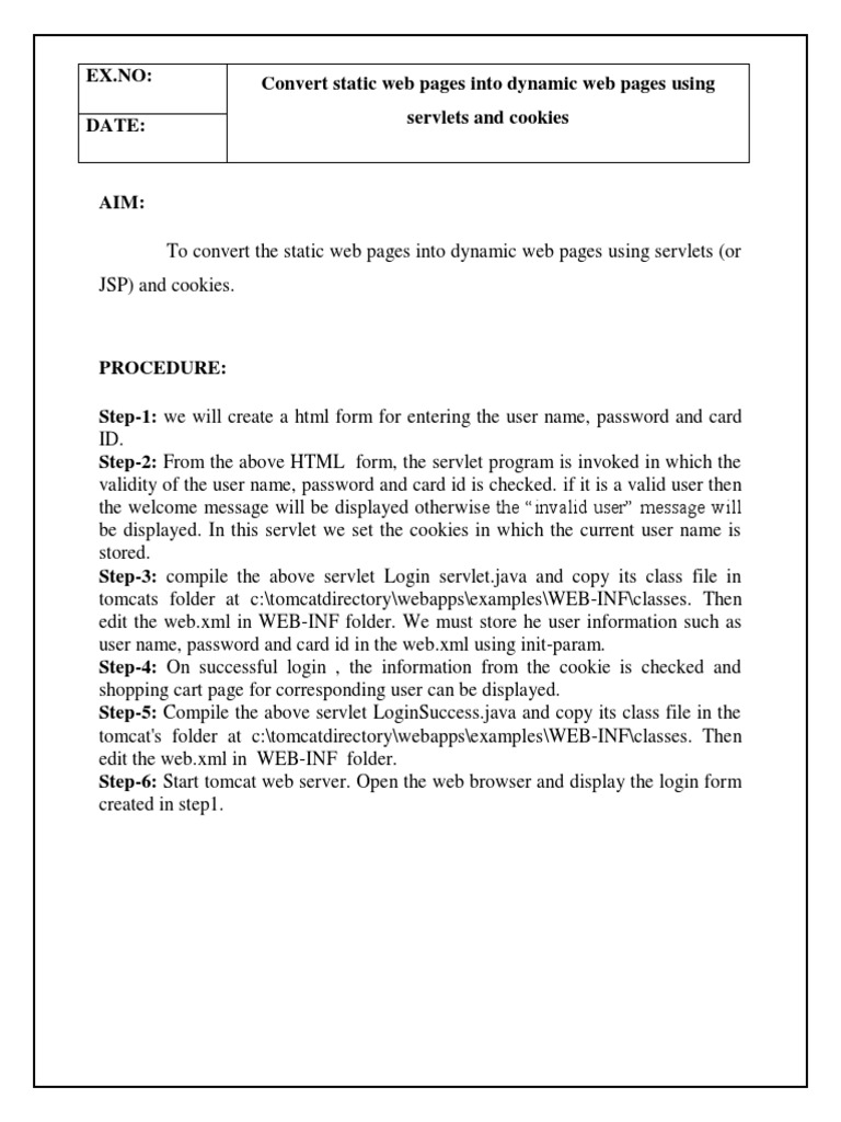 6 (II) - Convert Static Web Pages Into Dynamic Web Pages Using Servlet ...
