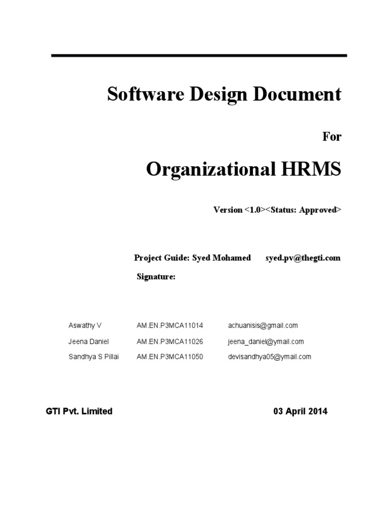 IEEE SDD Template for HRMS Design | PDF | Graphical User Interfaces ...
