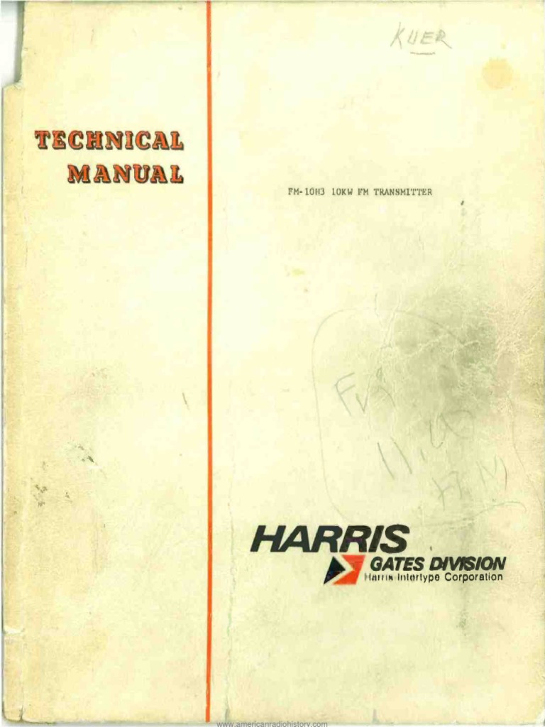 Harris FM BC 10H Transmitter 1974 | PDF | Vacuum Tube | Amplifier