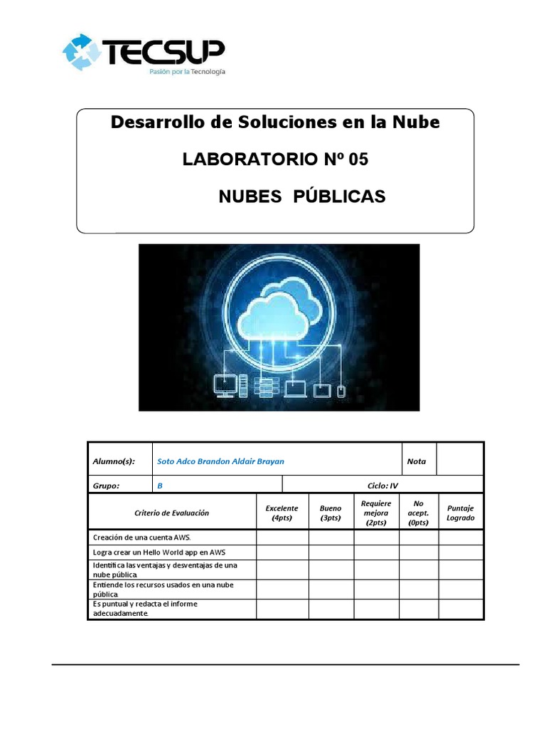 Laboratorio-05 - Nubes Publicas | PDF | Servicios web de Amazon | Computación en la nube
