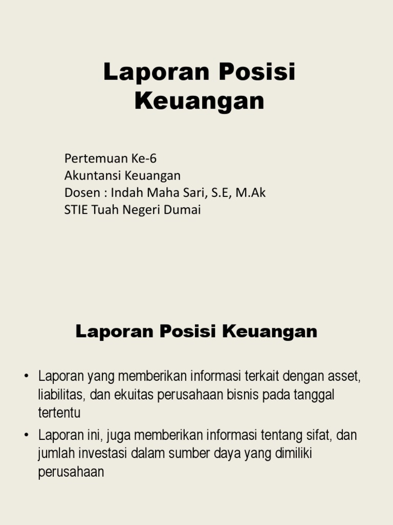 Laporan Posisi Keuangan | PDF