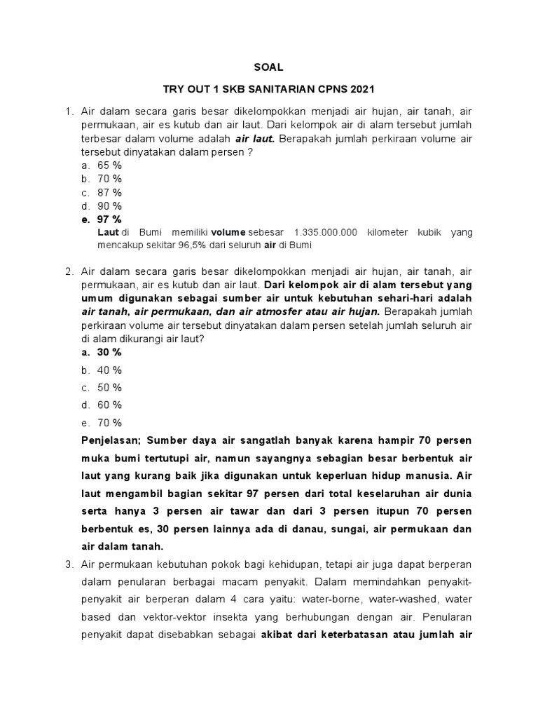 Try Out 1 SKB Sanitarian 2021 FIX | PDF