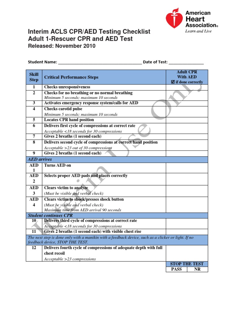 ACLS Testing Checklist | PDF