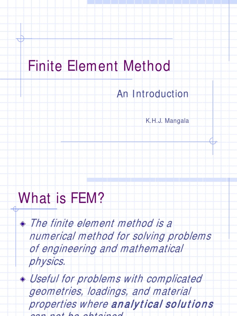 Finite Element Method Intro Pdf Finite Element Method Mathematical Analysis