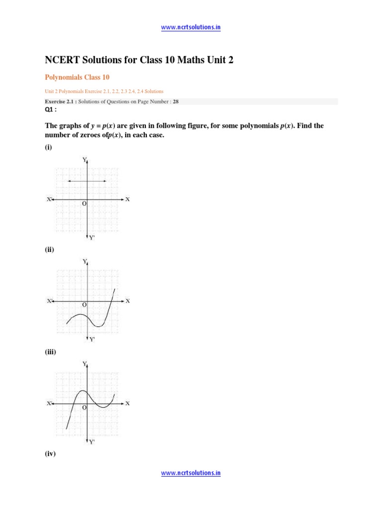 NCERT Solutions For Class 10 Maths Unit 2 | PDF | Factorization ...