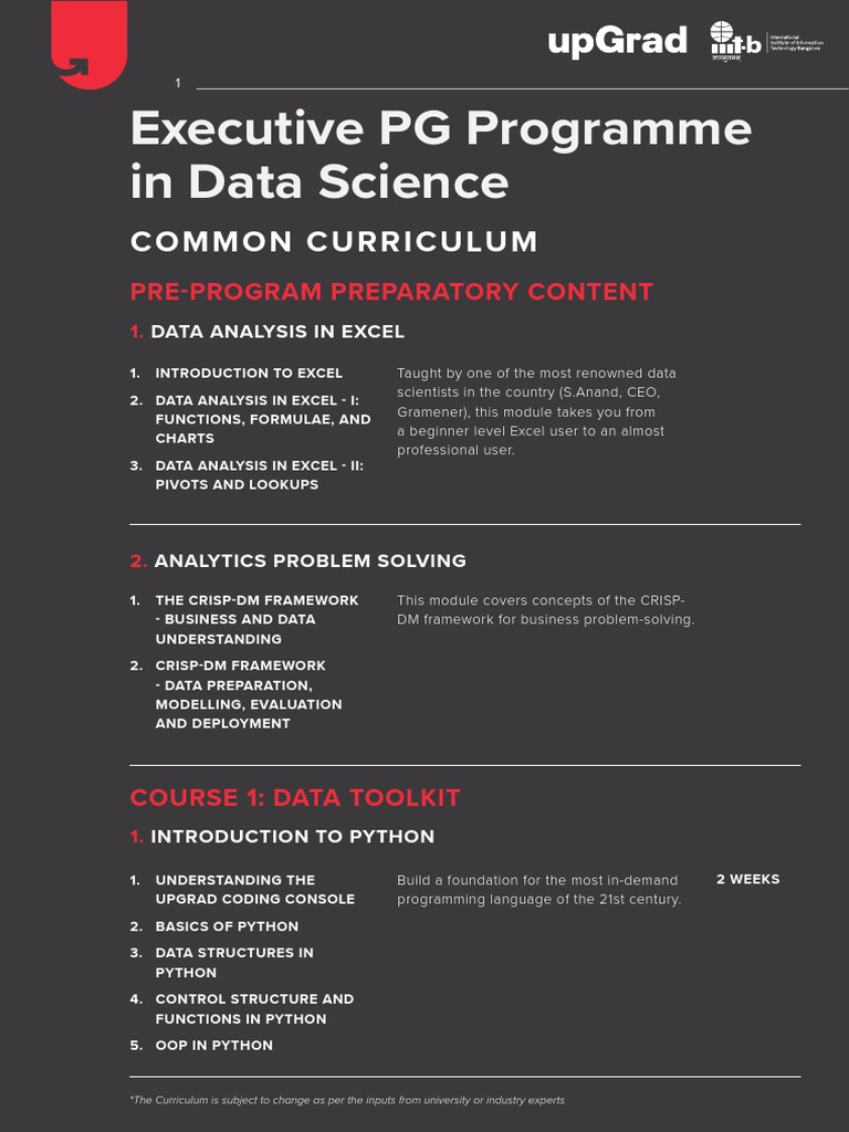 Data Science Executive PG Curriculum | PDF | Machine Learning ...