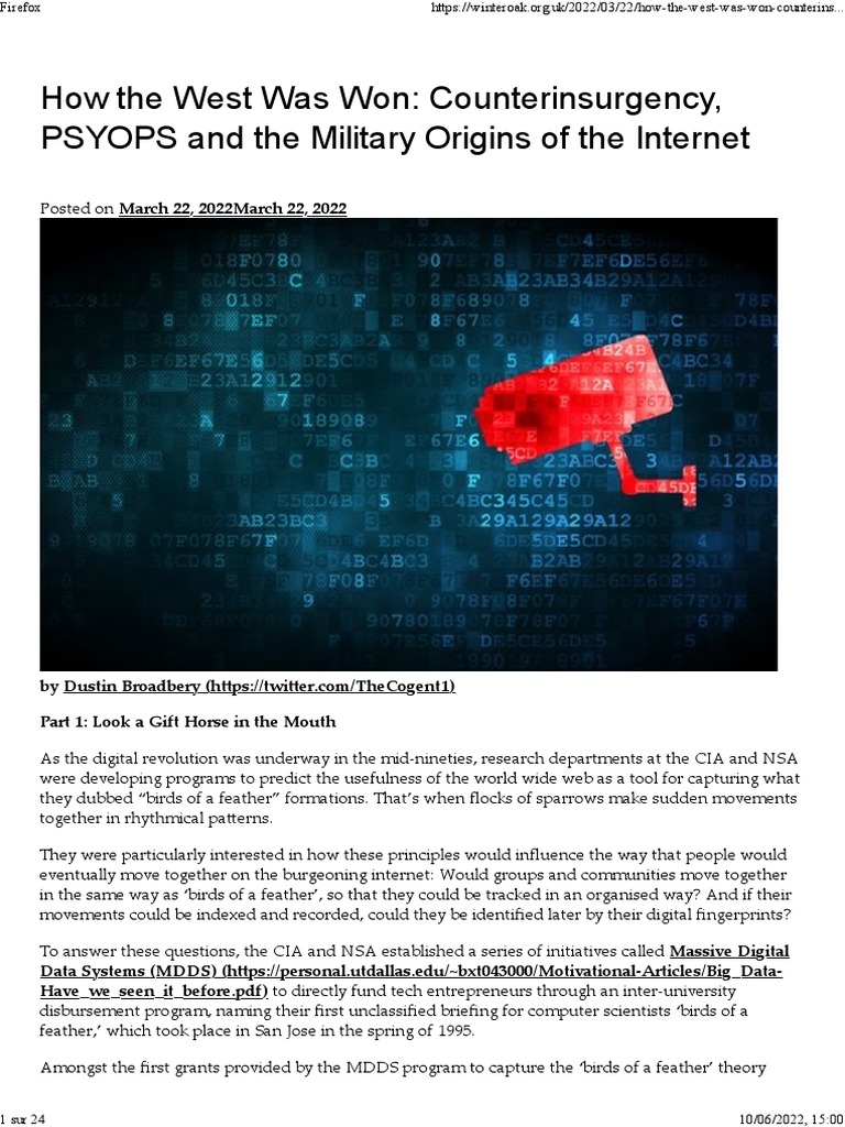 How The West Was Won Counterinsurgency, PSYOPS and The Military Origins of The Internet Winter ...