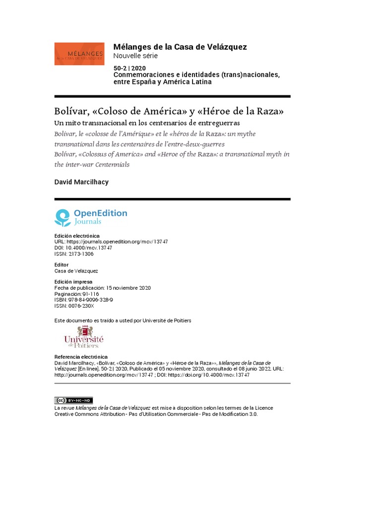 BOLIVAR - MARCILHACY David, Bolívar, Coloso de América, Art, 2020 | PDF ...