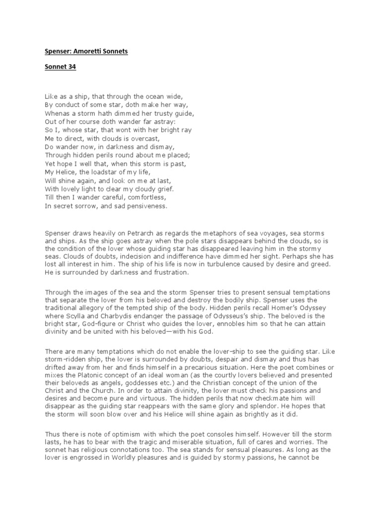 Spenser Amoretti Sonnets | PDF