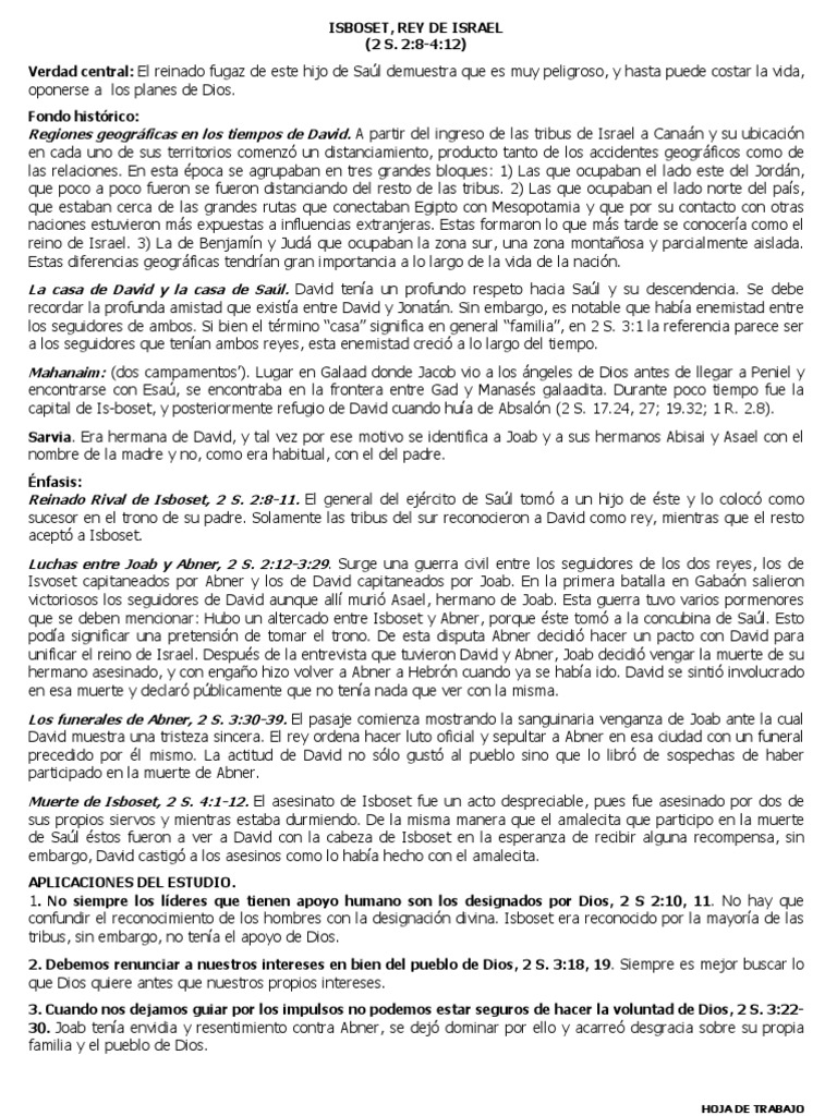 Isboset, Rey de Israel | PDF | David | Saulo