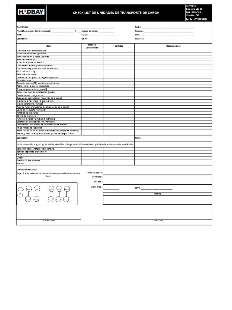 Check List Unidades Transporte de Carga | PDF | Bienes manufacturados ...