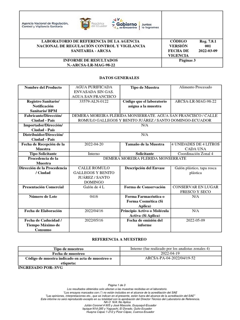 Arcsa - Laboratorio | PDF