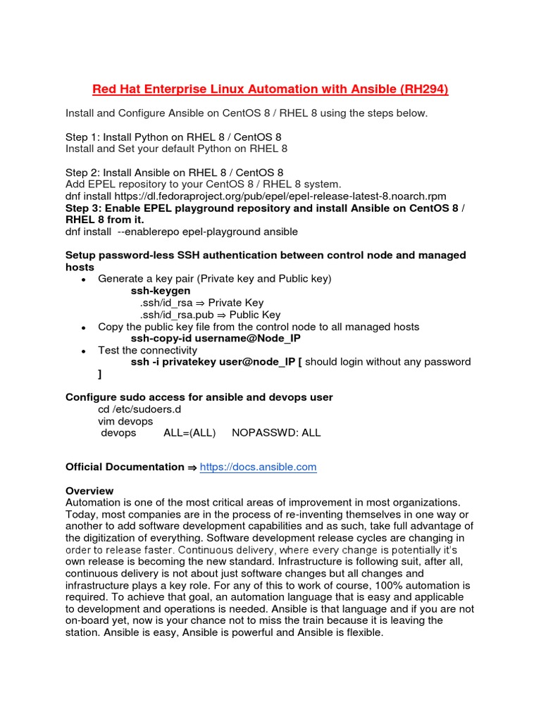 Install Ansible on RHEL/CentOS 8 | PDF | Encryption | Control Flow