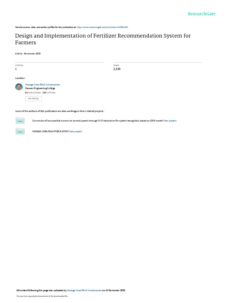Design and Implementation of Fertilizer Recommendation System For ...
