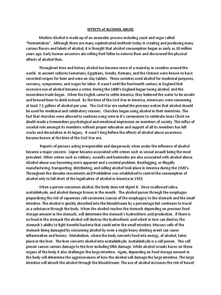 Effects of Alcohol Abuse | PDF | Alcoholism | Driving Under The Influence