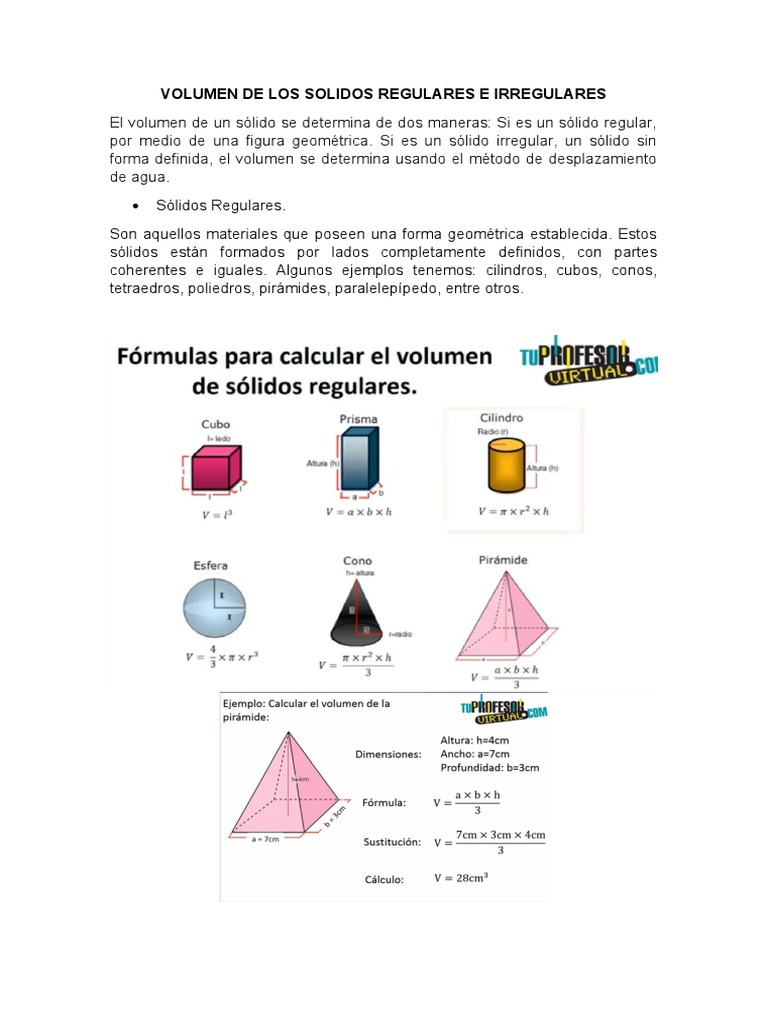 Volumen de Los Solidos Regulares e Irregulares | PDF
