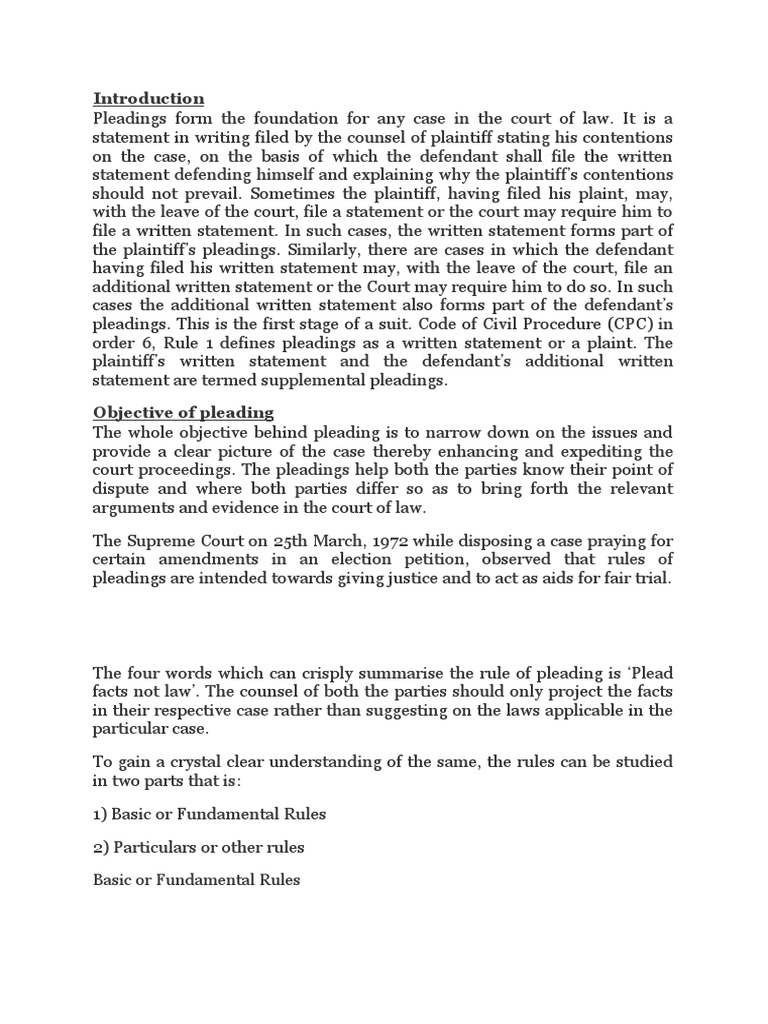 Basic or Fundamental Rules | PDF | Pleading | Lawsuit