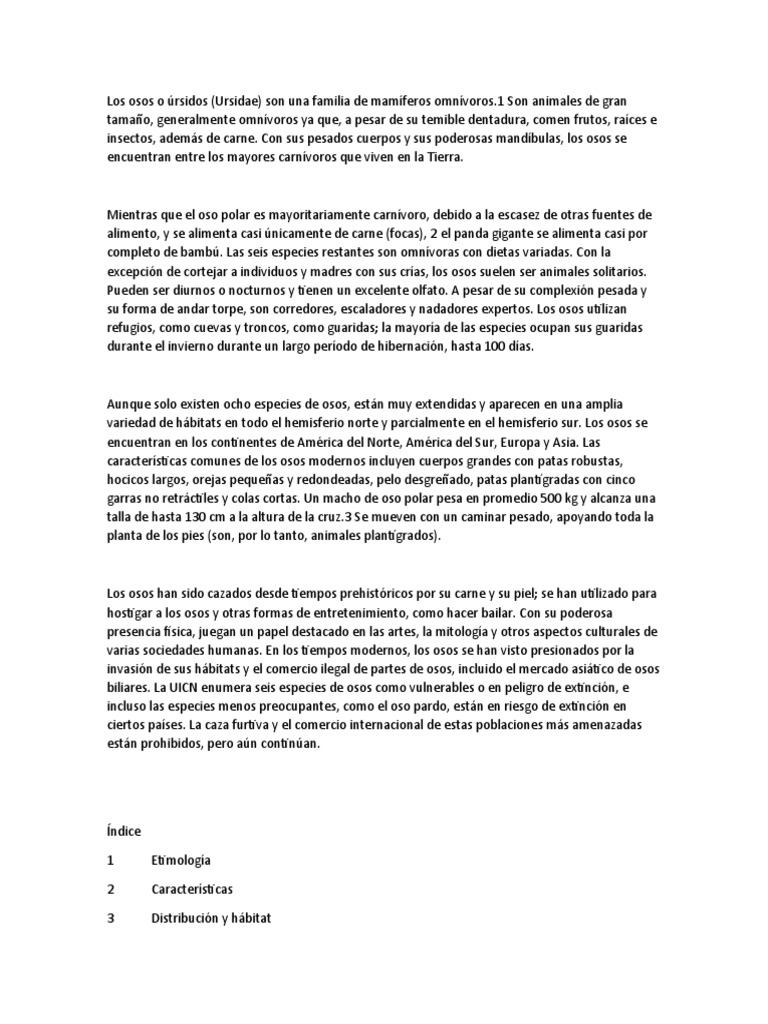 Características y Hábitats de los Osos | PDF | Osos | Animales carnívoros