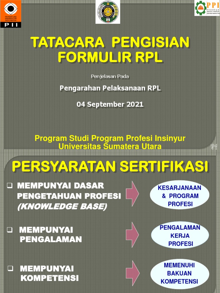 Panduan Pengisian Formulir RPL Insinyur | PDF