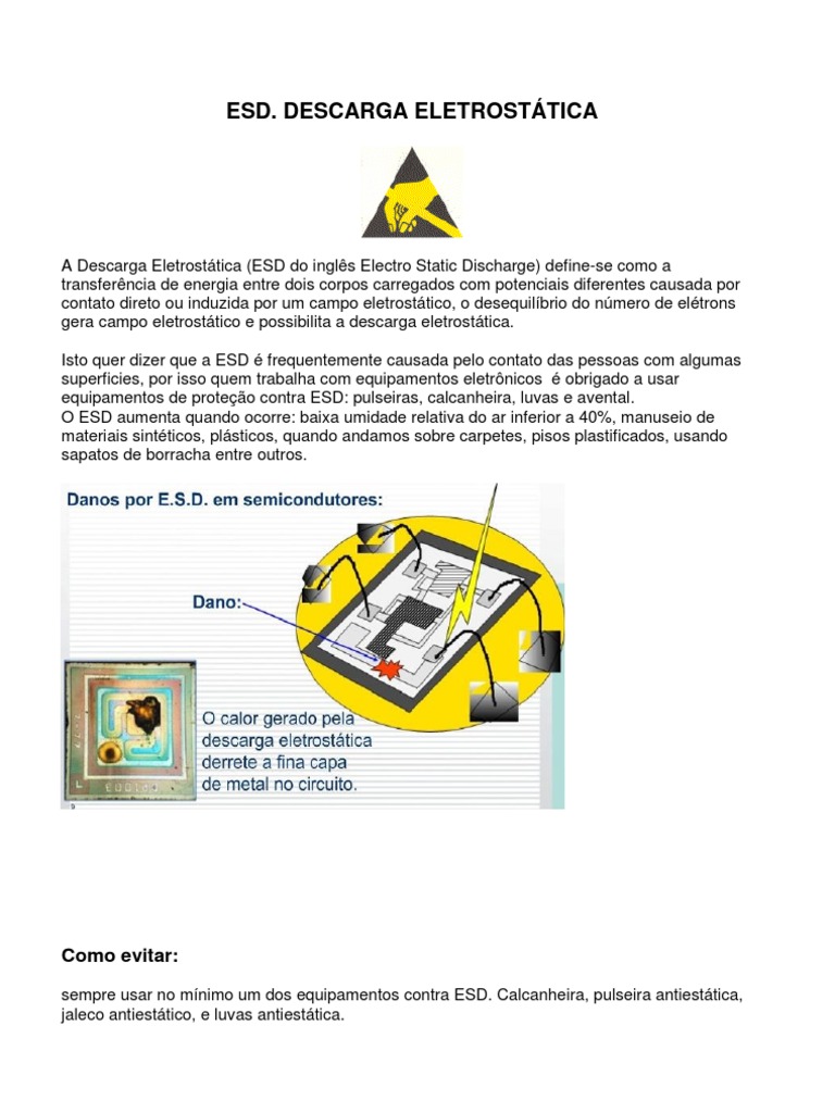 Esd. Descarga Eletrostática: Como Evitar | PDF