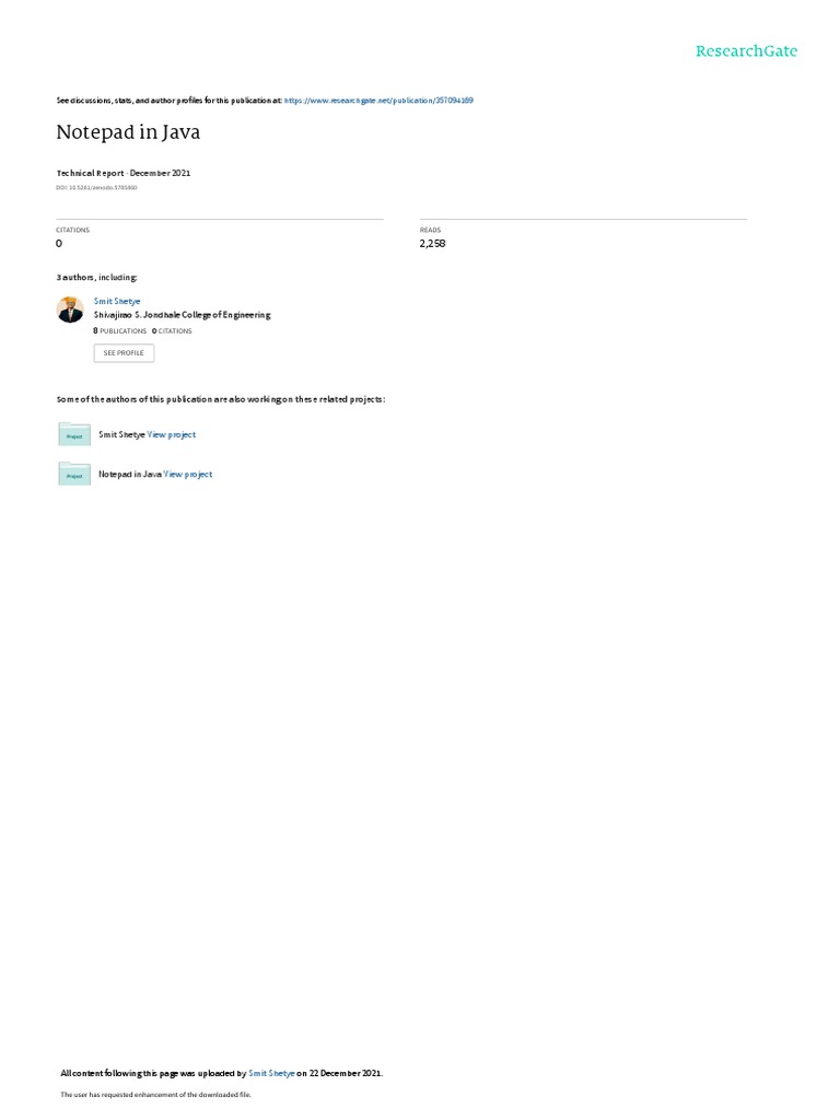 Java Notepad Project Report | PDF | Internet & Web | World Wide Web