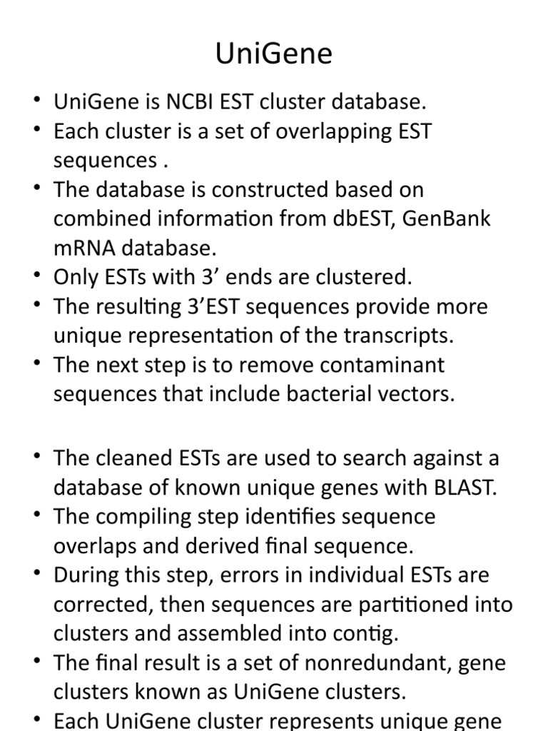 Unigene | PDF | Dna Sequencing | Biostatistics