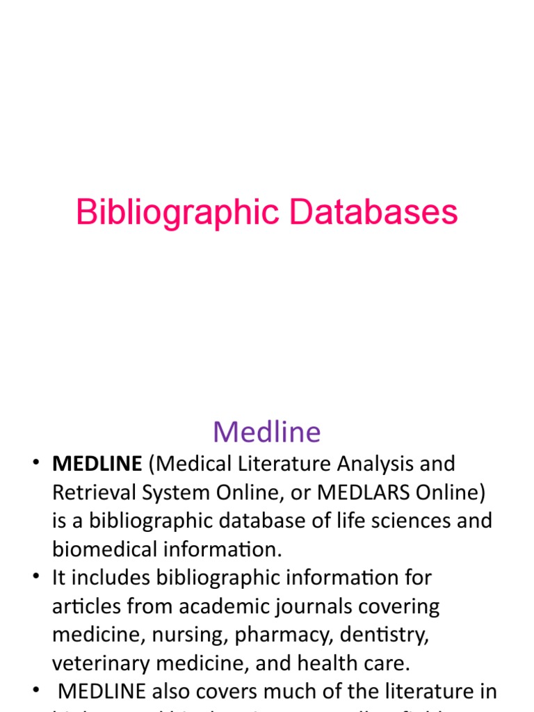 Biblographic Database | PDF | Pub Med | Information Science