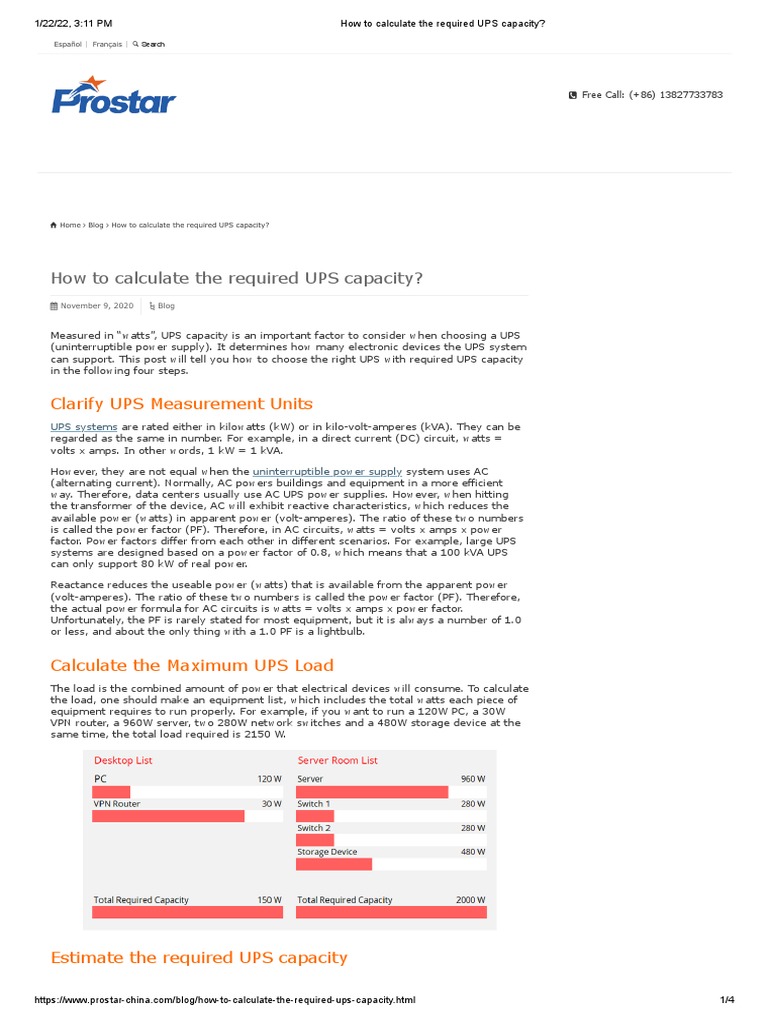How To Calculate The Required UPS Capacity | PDF | Power Supply | Watt