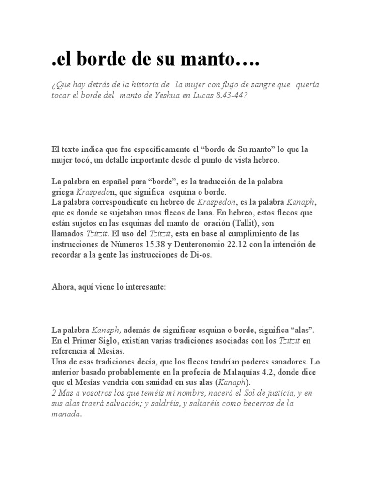 Significado del Borde del Manto de Jesús | PDF | Jesús | Menstruación