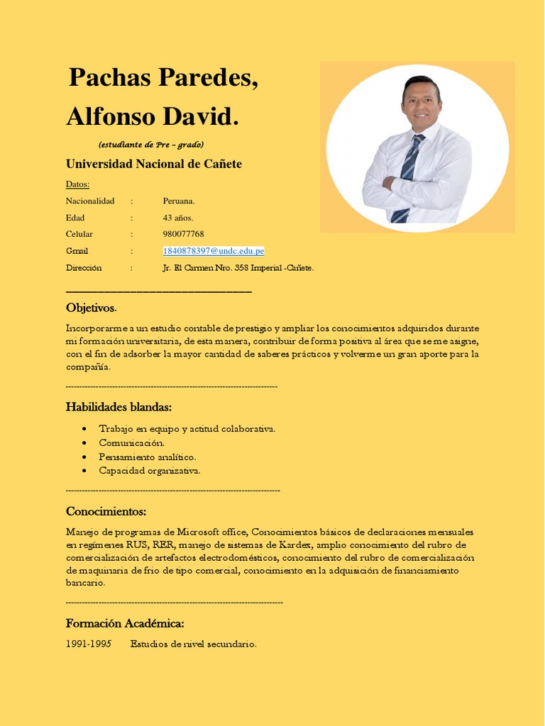 Curriculum de Practicante - Fondo Naranja v1.0 | Descargar gratis PDF ...
