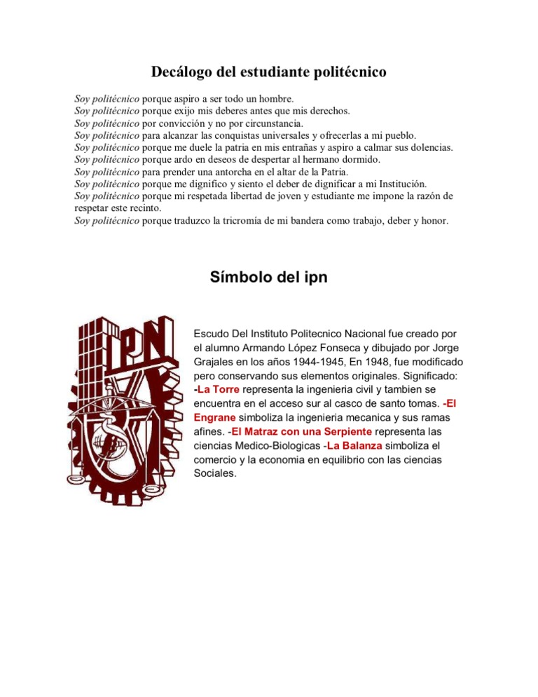 Decálogo del IPN: Principios y Valores | PDF | Política