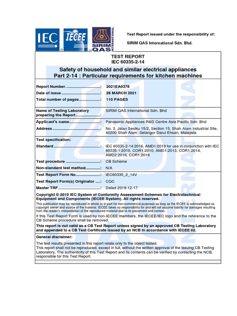 CB Test Report | PDF | Mains Electricity | Electrical Wiring