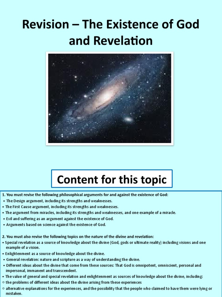 Revision - The Existence of God and Revelation | PDF | God | Revelation