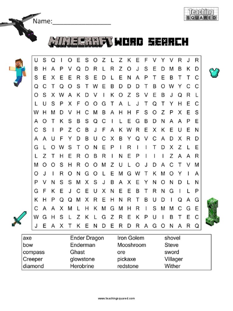 Minecraft Word Search Puzzles | PDF
