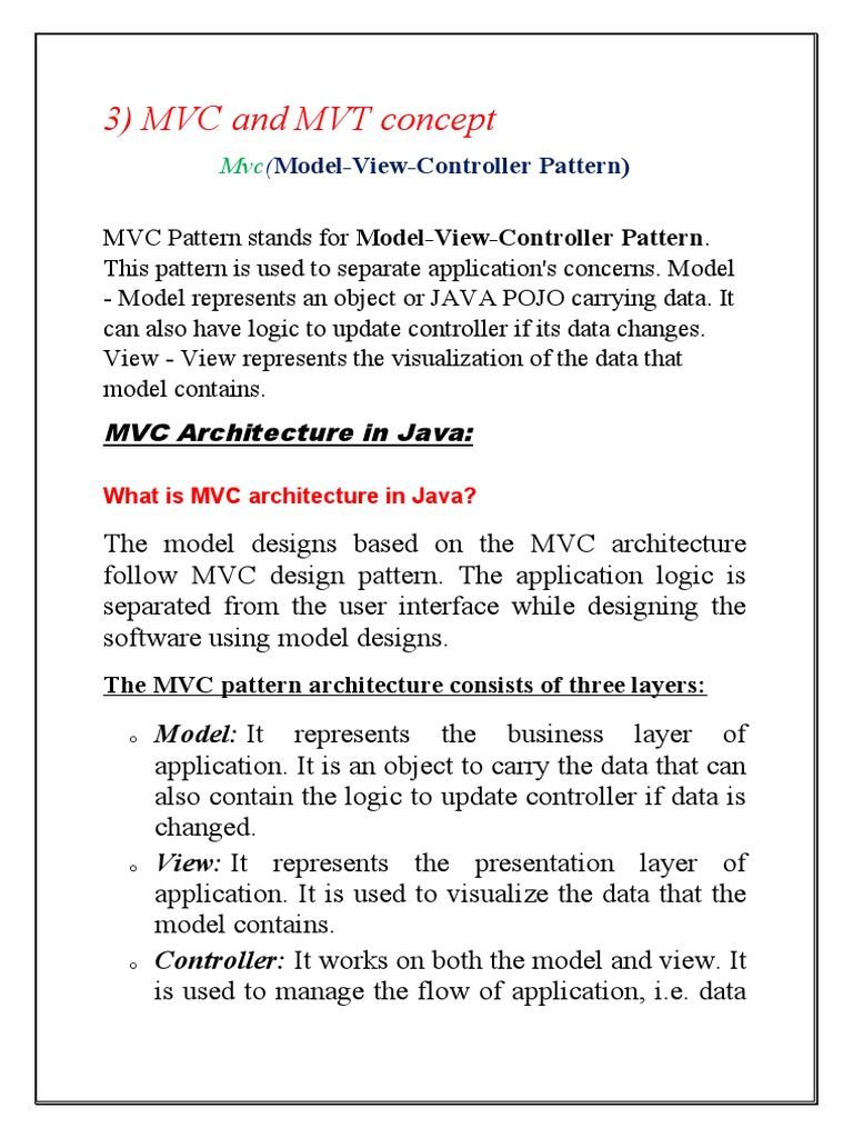 Diff Between MVT & MVC | PDF | Model–View–Controller | Databases