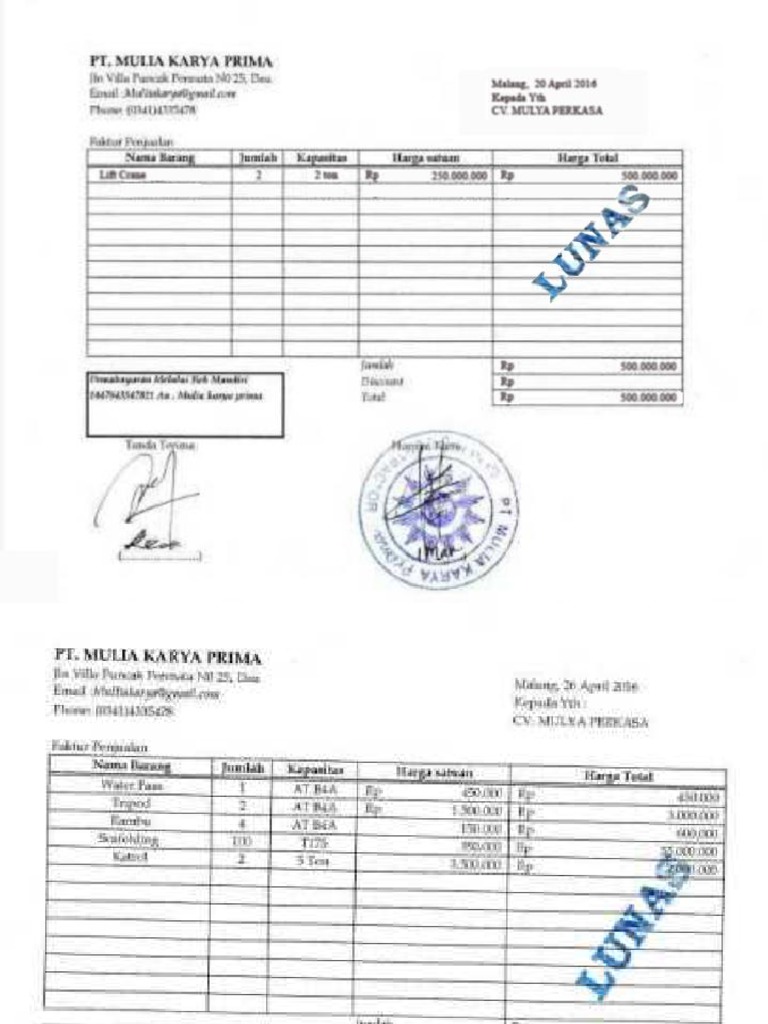Invoice Lift Crane | PDF