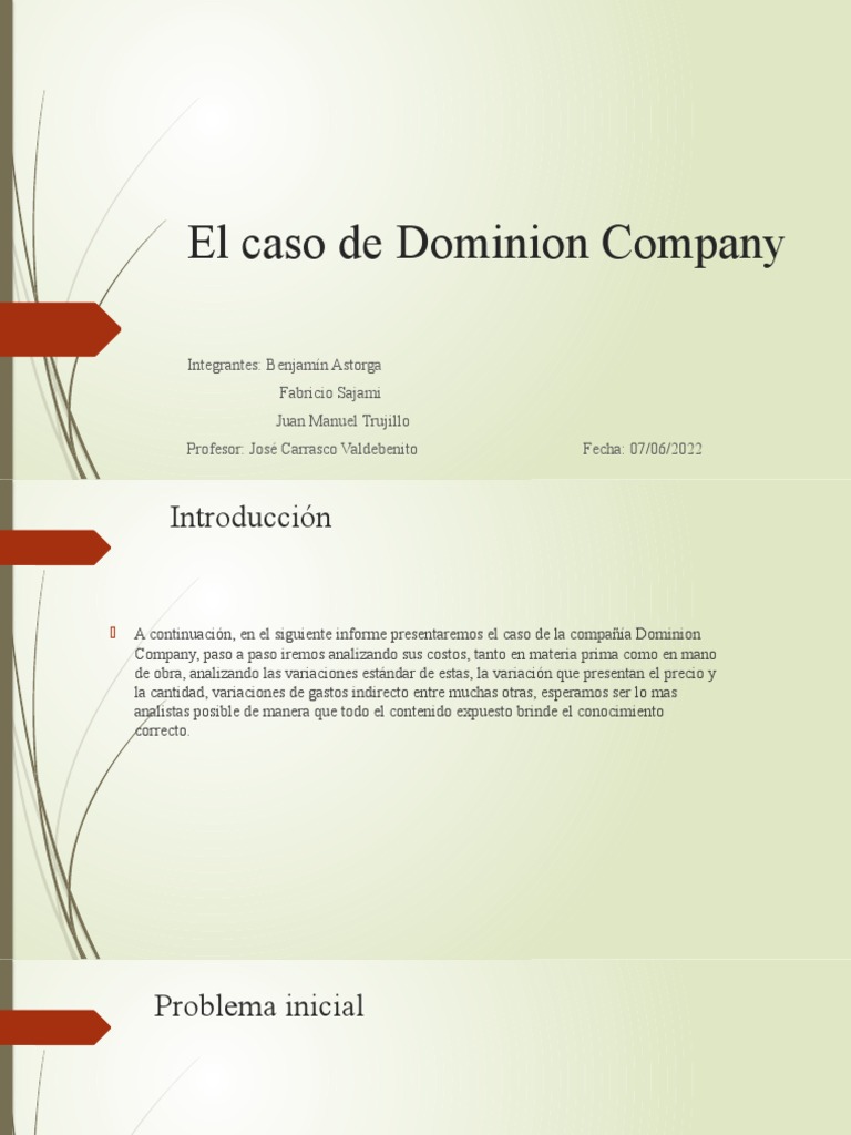 El Caso de Dominion Company | PDF | Presupuesto | Economias