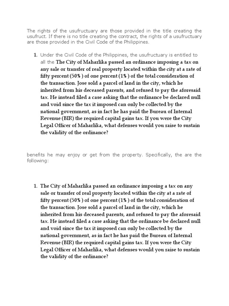 Know Your Rights As Usufructuary | PDF | Taxes | Property