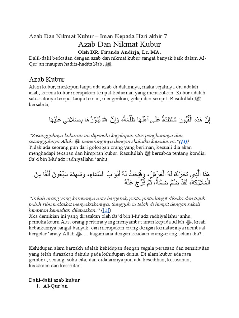 Azab dan Nikmat di Alam Kubur | PDF