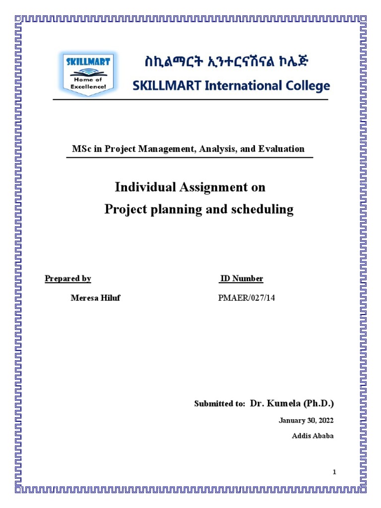 Assignment For Project Planning and Scheduling | PDF | Normal ...