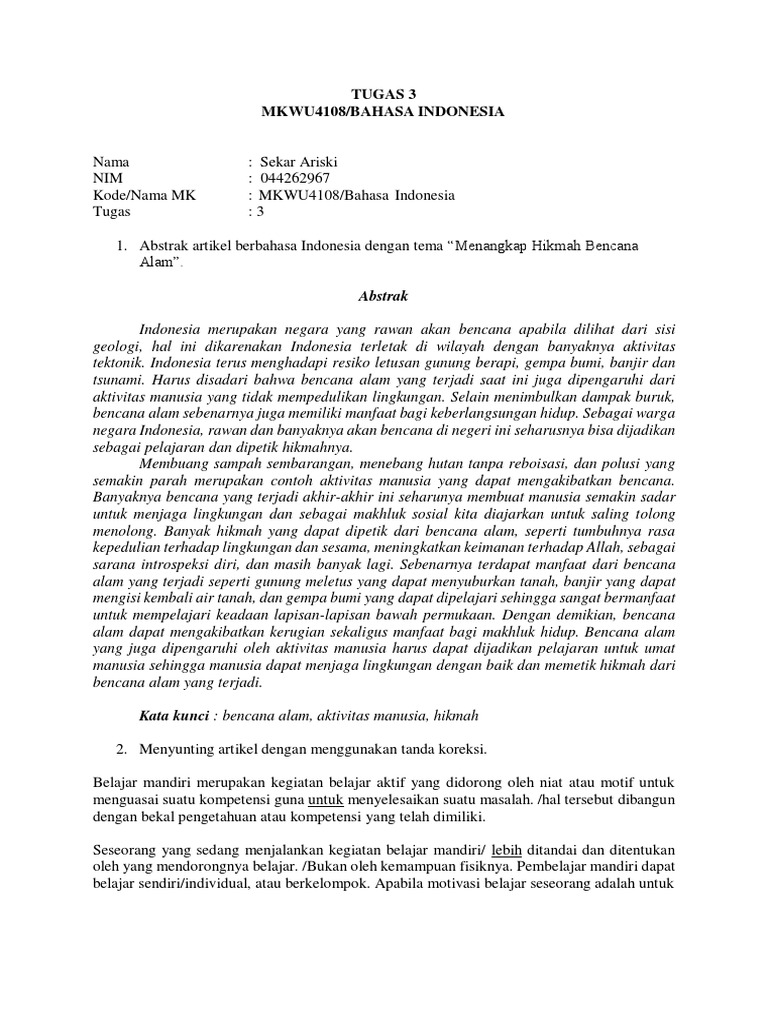 Tugas 3 Sekar Ariski - Bahasa Indonesia | PDF | Kesehatan Holistik