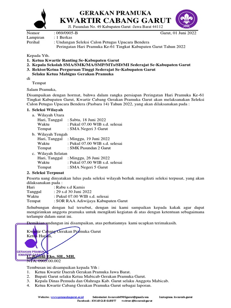 069 Edaran Seleksi Pasbara 14 Tahun 2022 | PDF