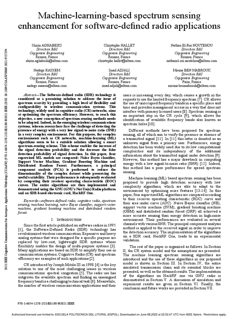 Machine-Learning-Based Spectrum Sensing Enhancement For Software ...