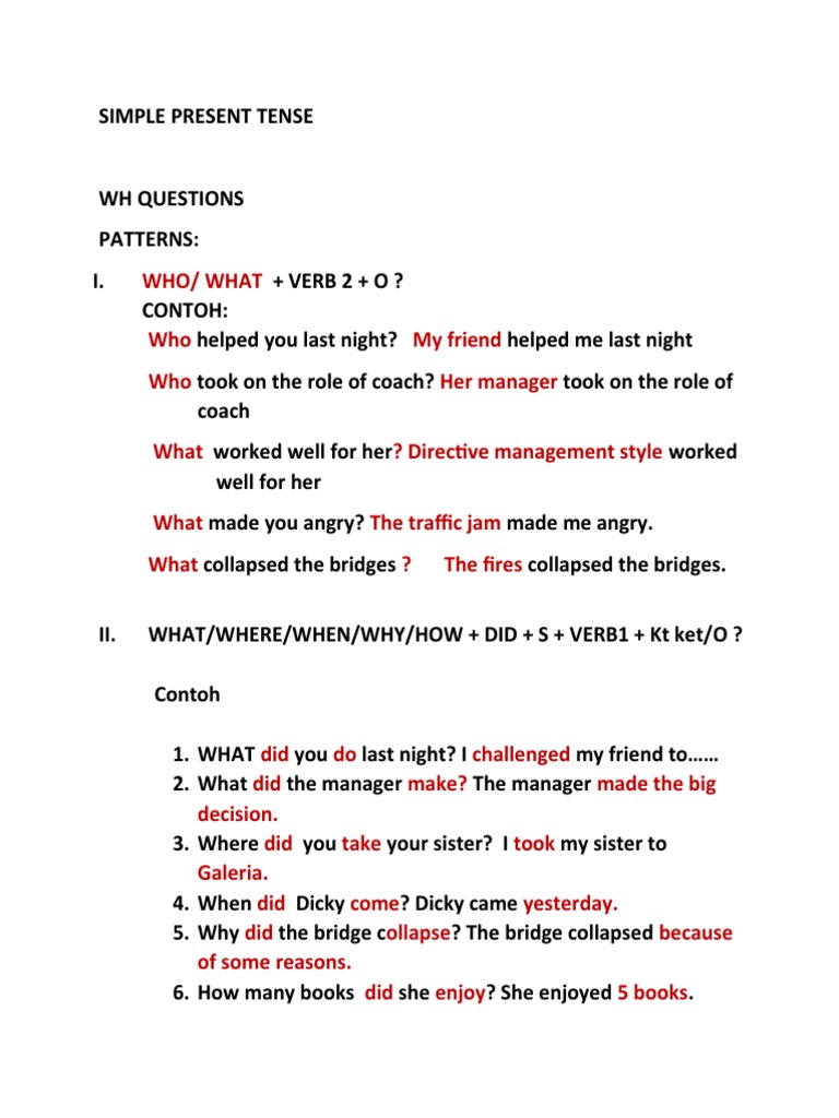 WH Question (Simple Past Tense) Sipil | PDF