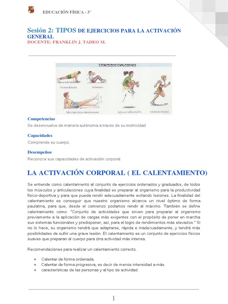 Tipos de Ejercicios para La Activacion Corporal | PDF | Músculo ...