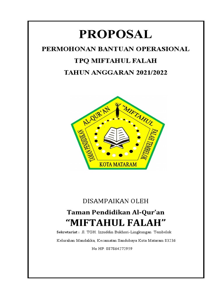 Proposal TQ Miftahul Falah Depag Provinsi | PDF